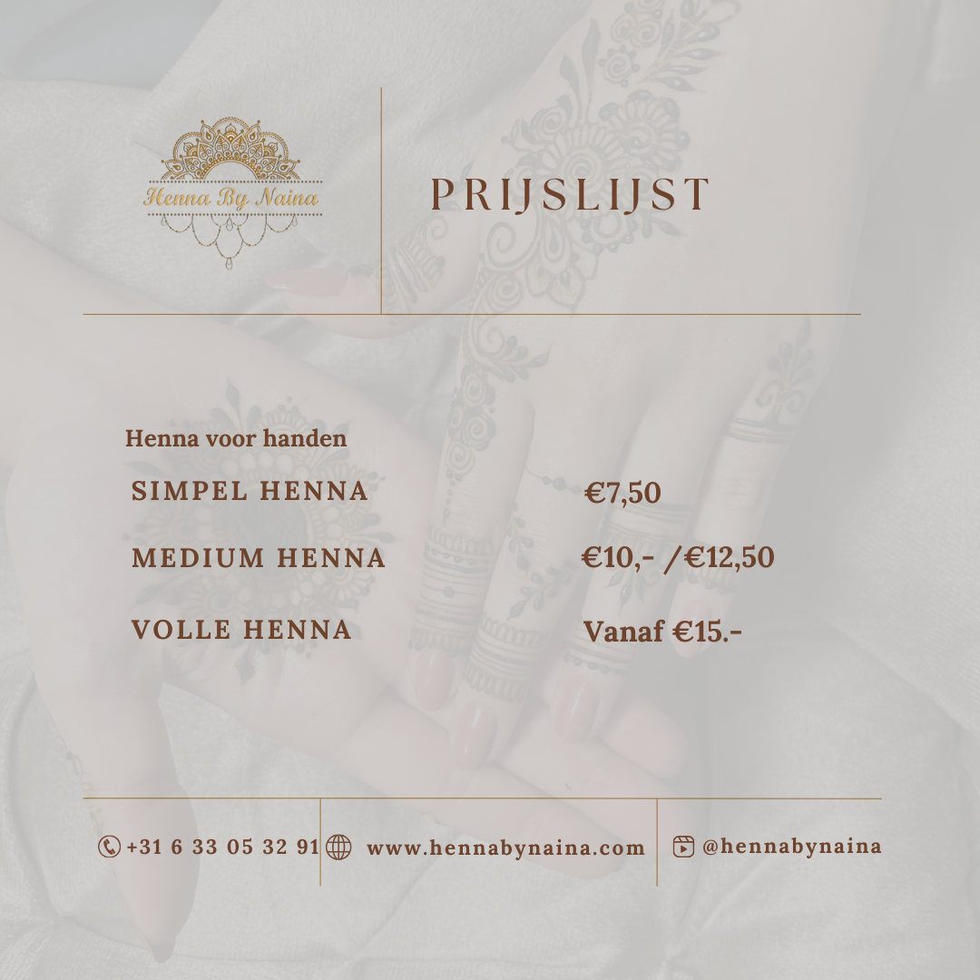 Prijzen – Henna By Naina